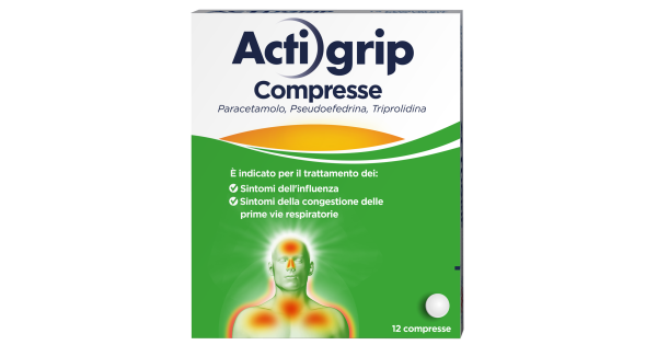 Actigrip 12 Compresse - 60mg + 2,5 mg + 500 mg